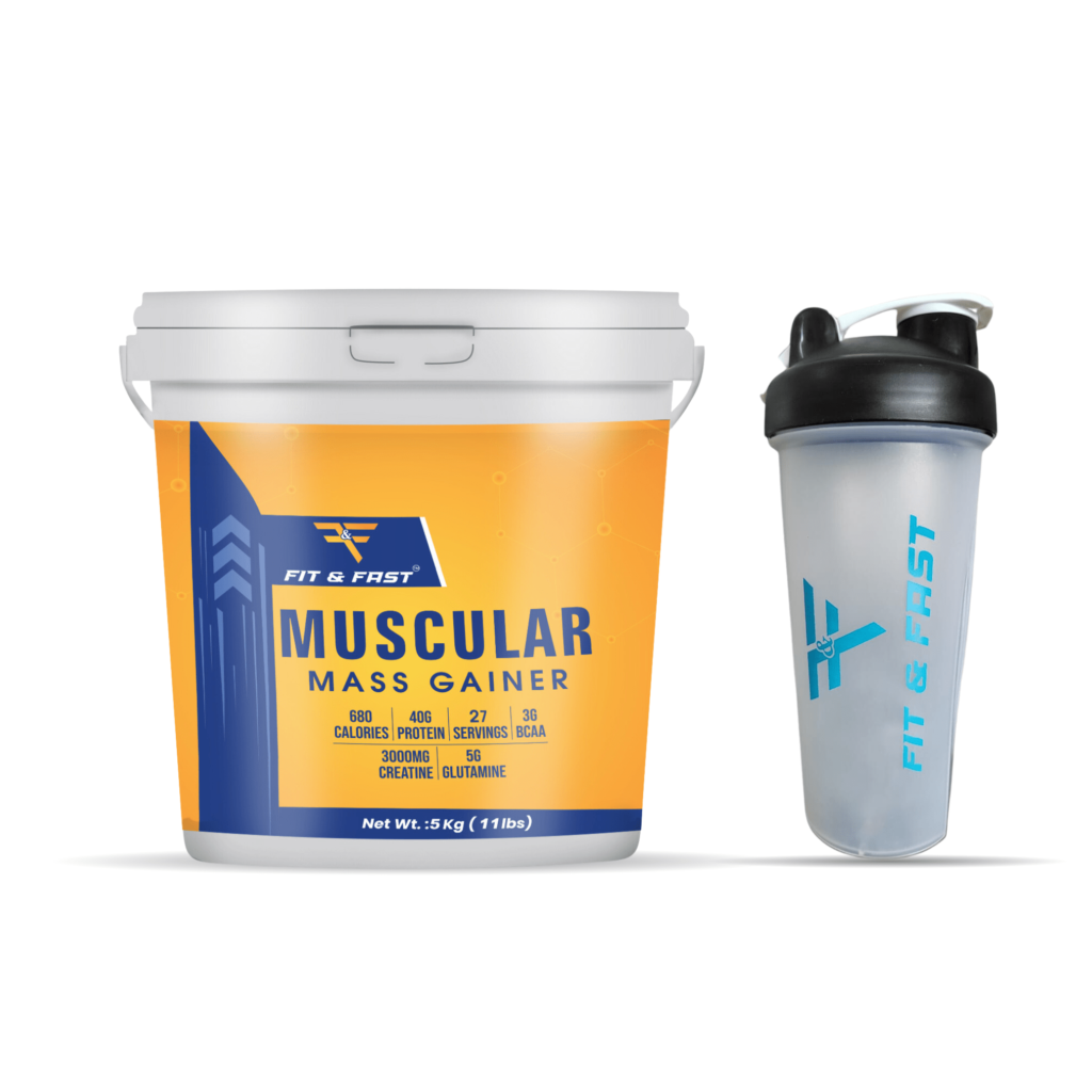 Fit and Fast Mascular Mass Gainer - 5kg ( Chocolate ) + Shaker